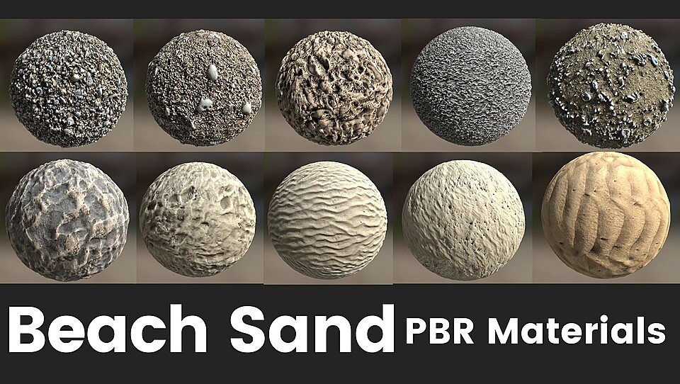 Beach sand PBR material textures set of 10