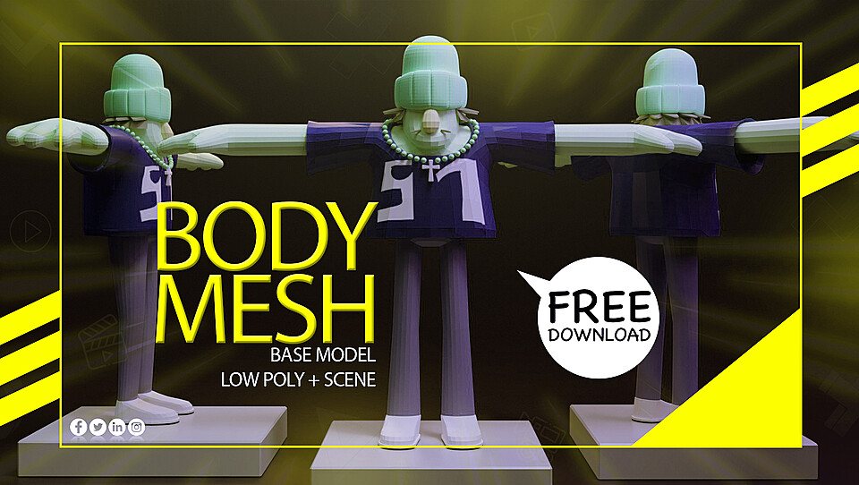 Rigged 3D Model Low Poly Mesh with Textures