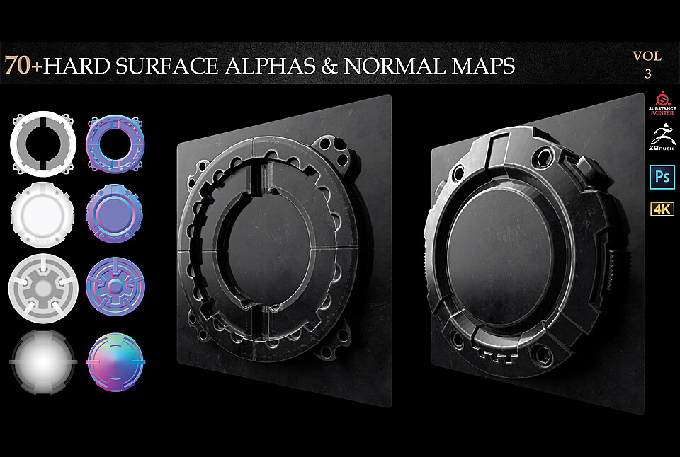 70+HARD SURFACE ALPHAS & NORMAL MAPS-VOL 3