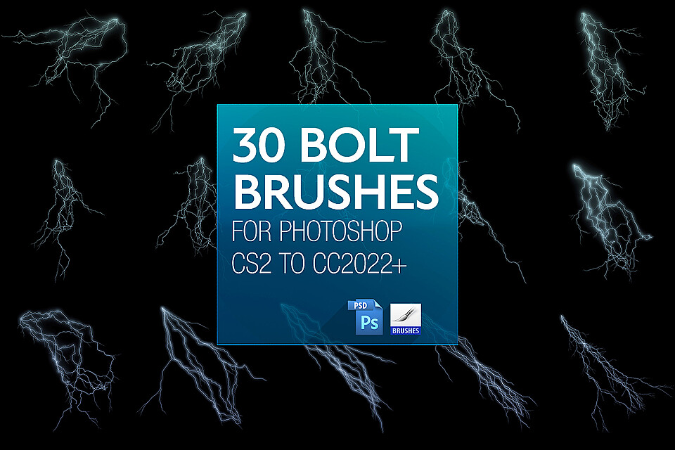 30 Bolt Brushes for PS CS2 to CC202+