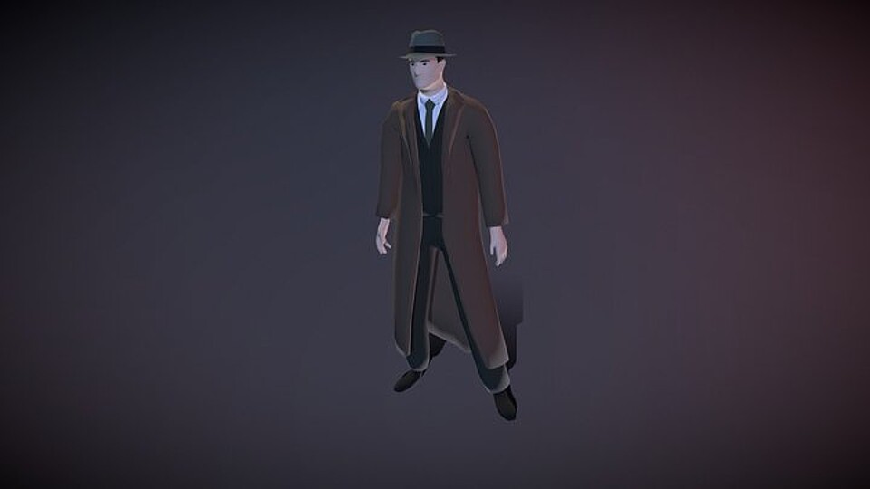 Simply Stylized Male Detective Low-poly 3D model