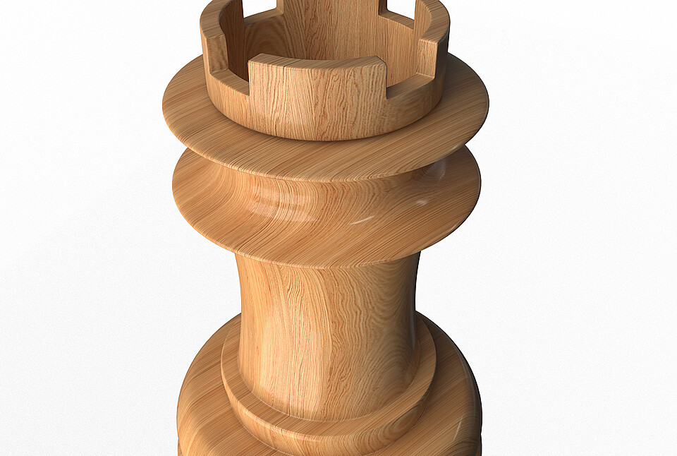 3D Wooden Chess Rook