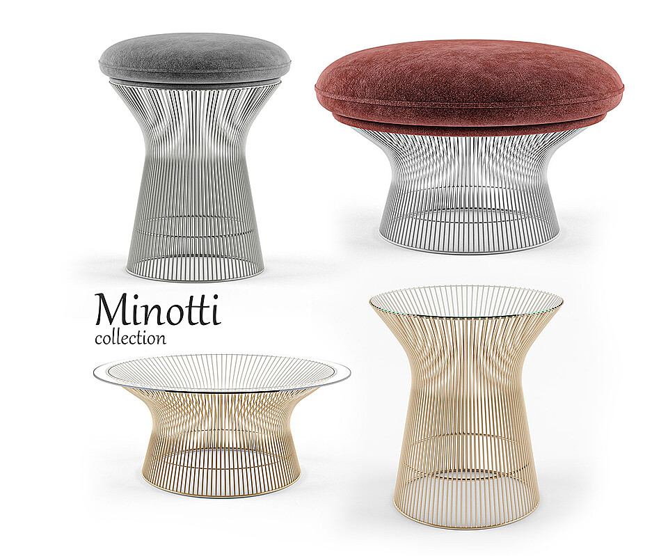 set minotti brand stool and table collection
