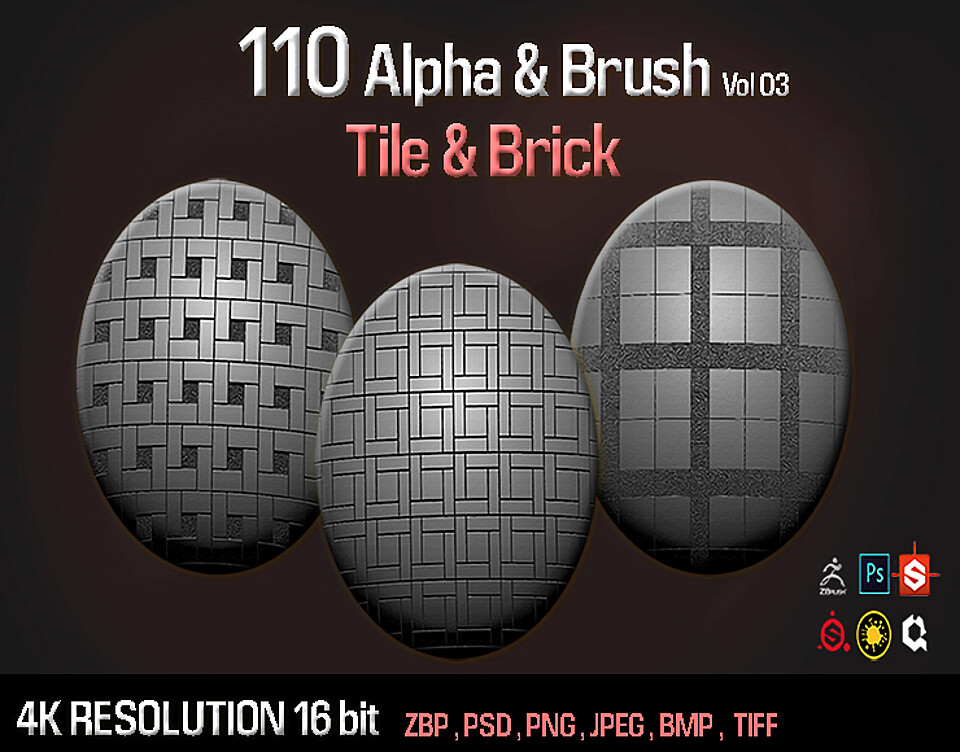 110 Tile & Brick Alphas & Brush ( Tileable )