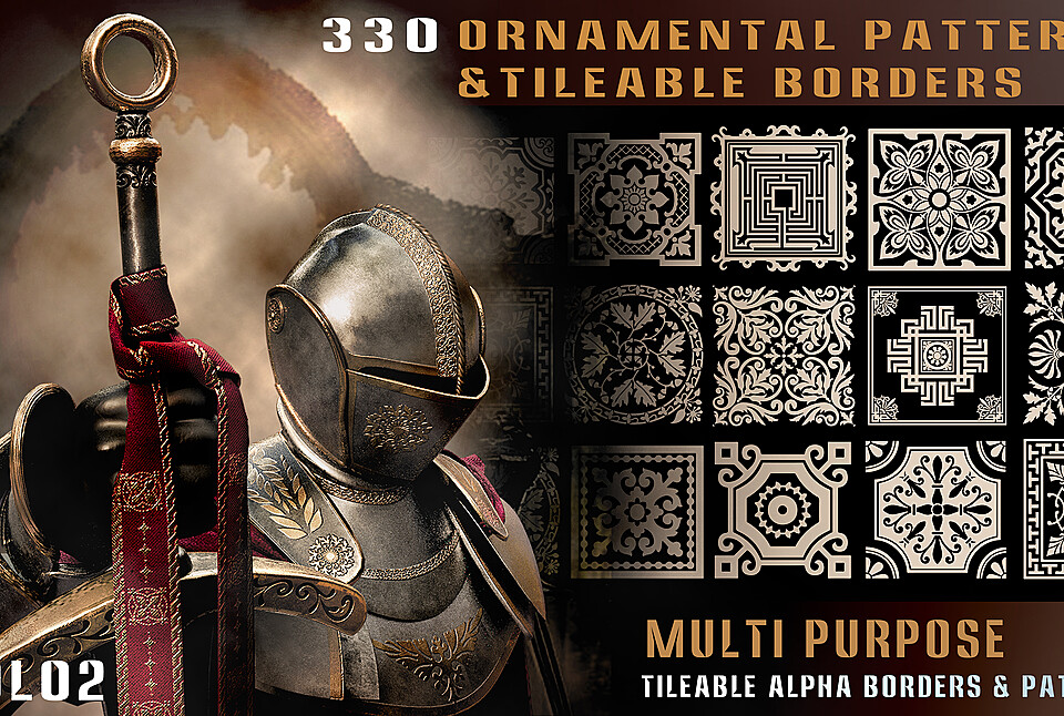 330 ornamental patterns and tileable borders-vol02