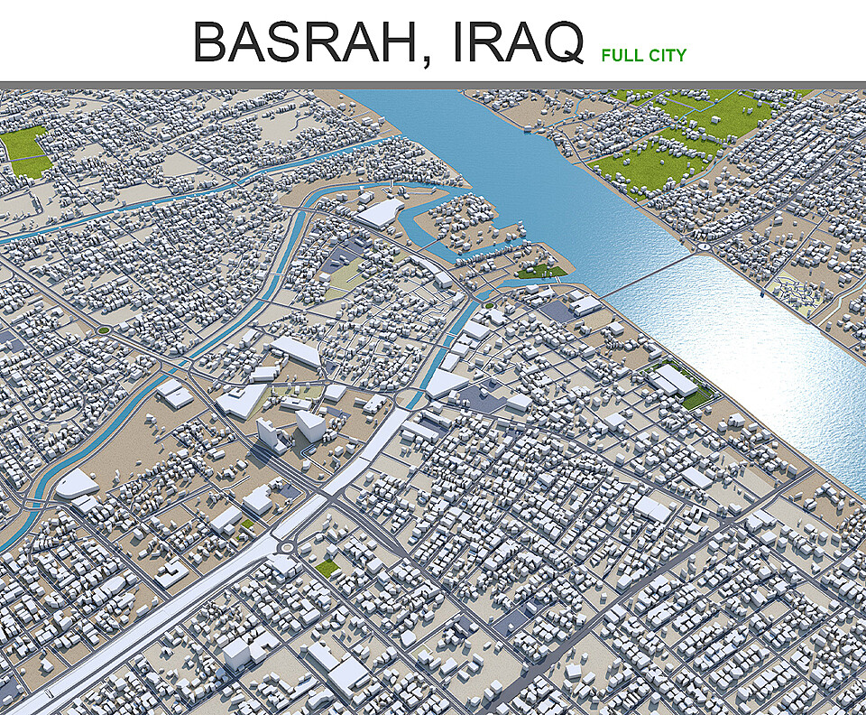 Basra City Iraq 3D Model 35km