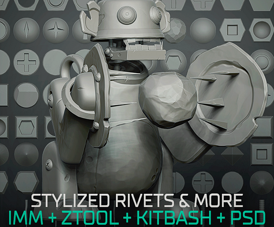 Stylized Rivet, Screws, & More - 80+ IMM Zbrush