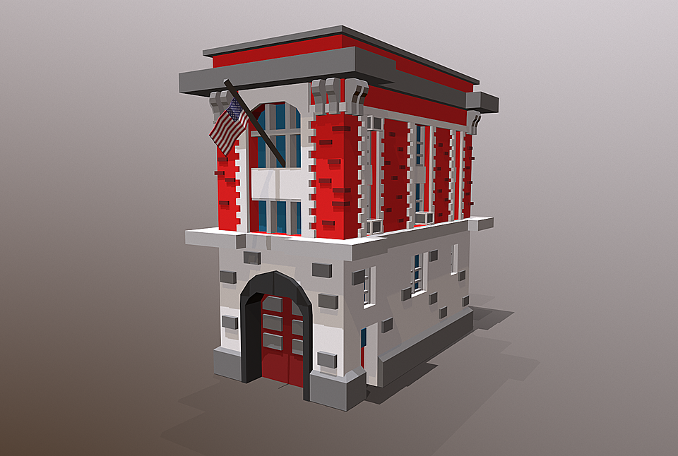 Fire Station Low Poly