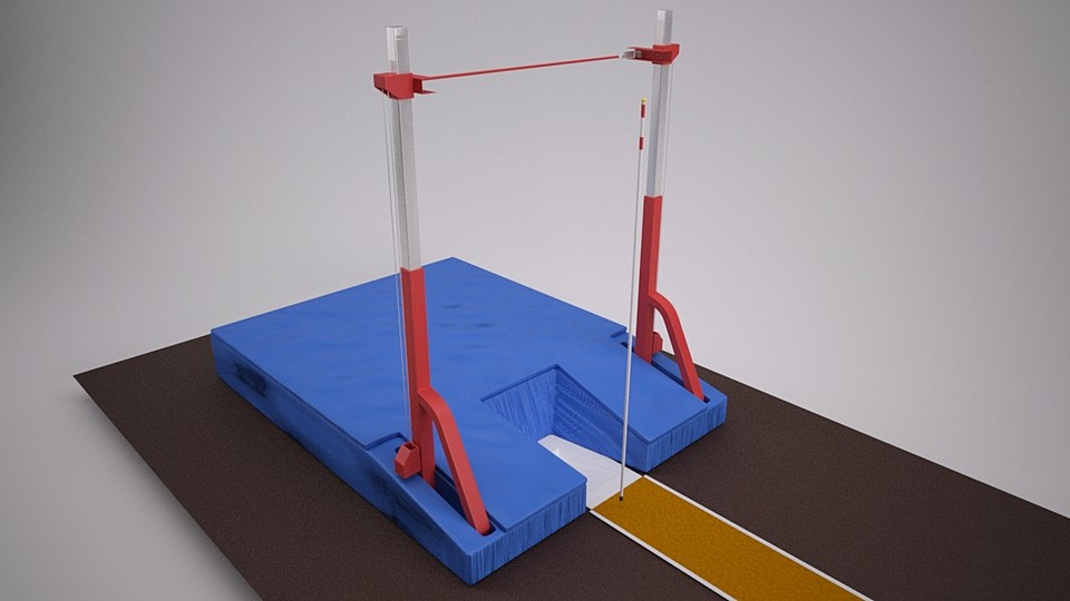 Pole Vault, bar, runway and mat