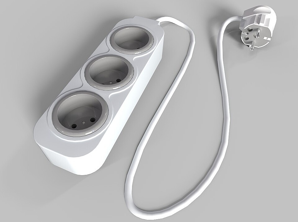 Power strip with three socket and plug