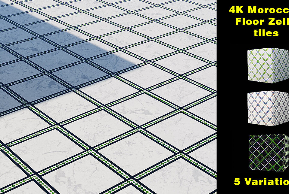 5 PBR 4K Realistic Moroccan Zellij textures