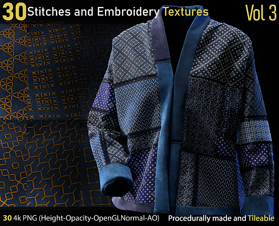 30 Stitches and Embroidery Textures-Vol3