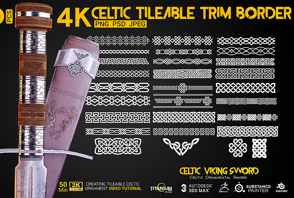 180 Tileable Celtic Trim Pattern Borders