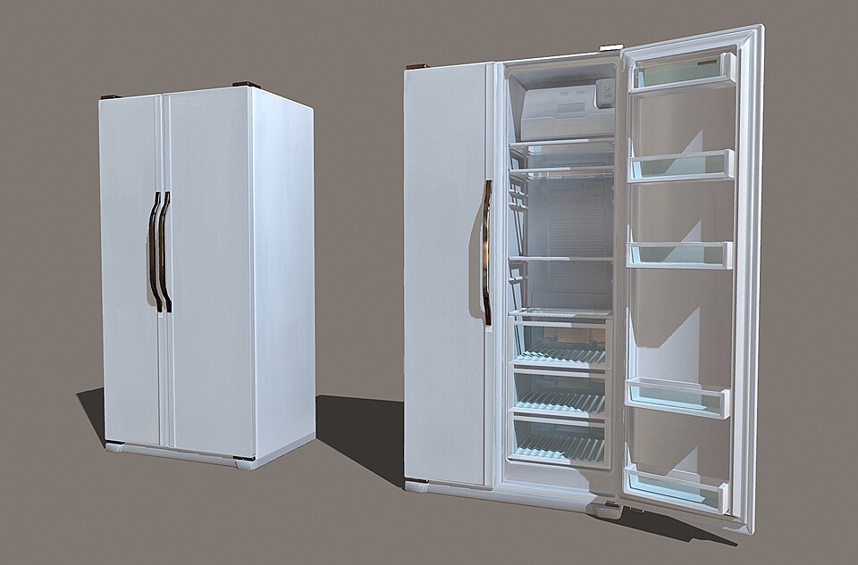Double door fridge Low-poly 3D model