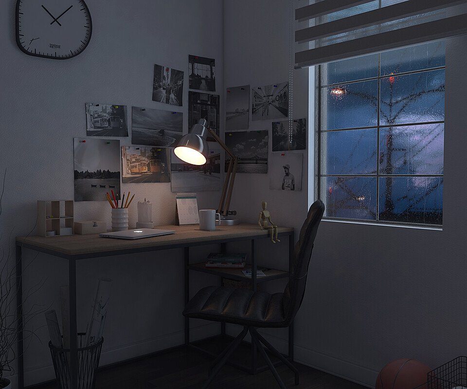 Study Desk - Day & Night Lighting