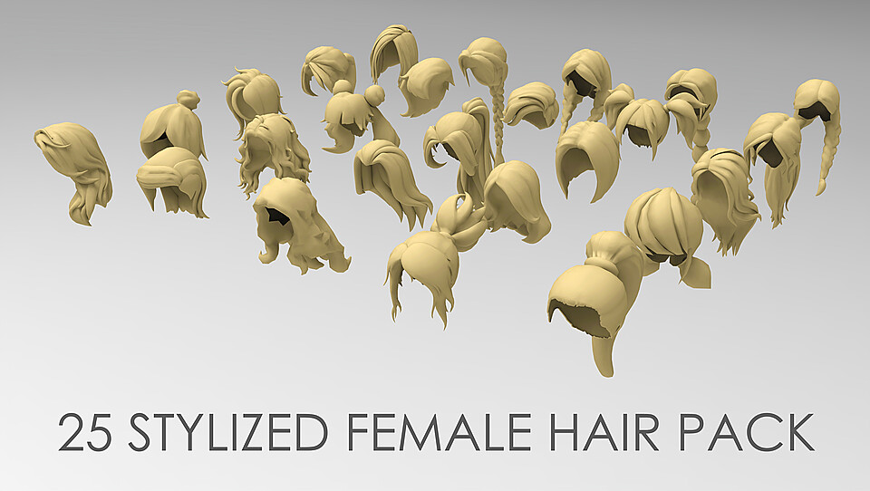 25 Stylized female hair pack