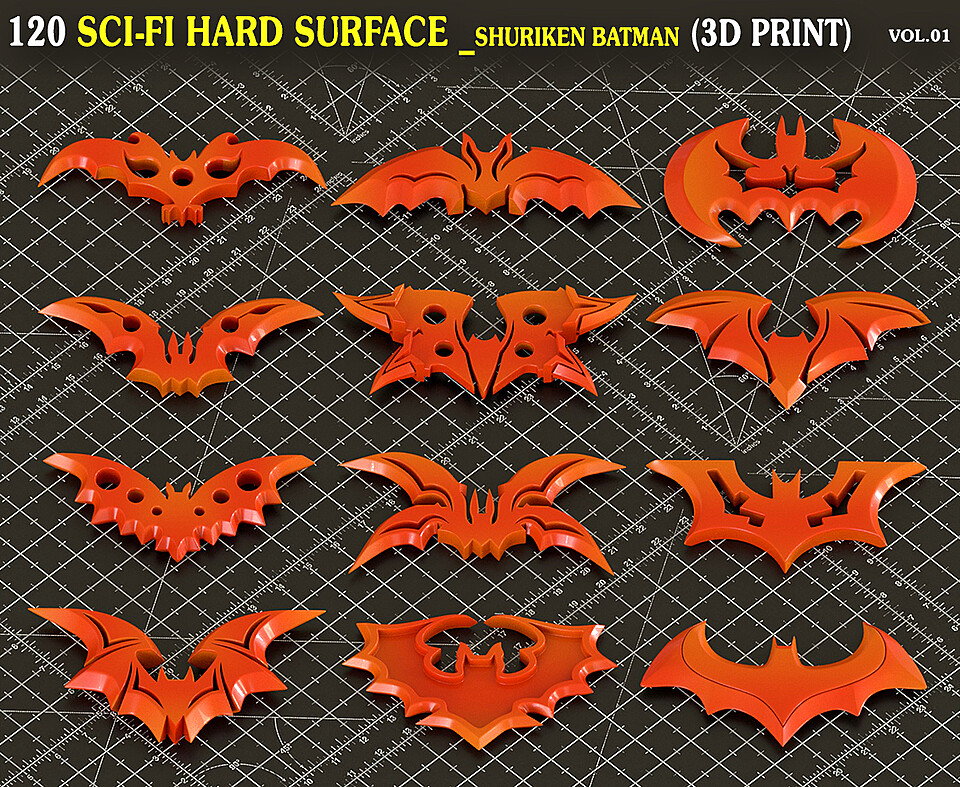 120 Hard Surface Shuriken Batman 3d Print Ready