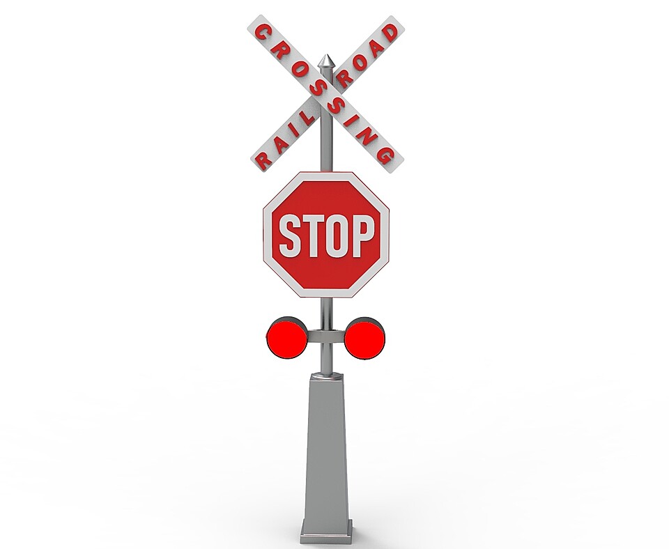Rail road crossing stop sign