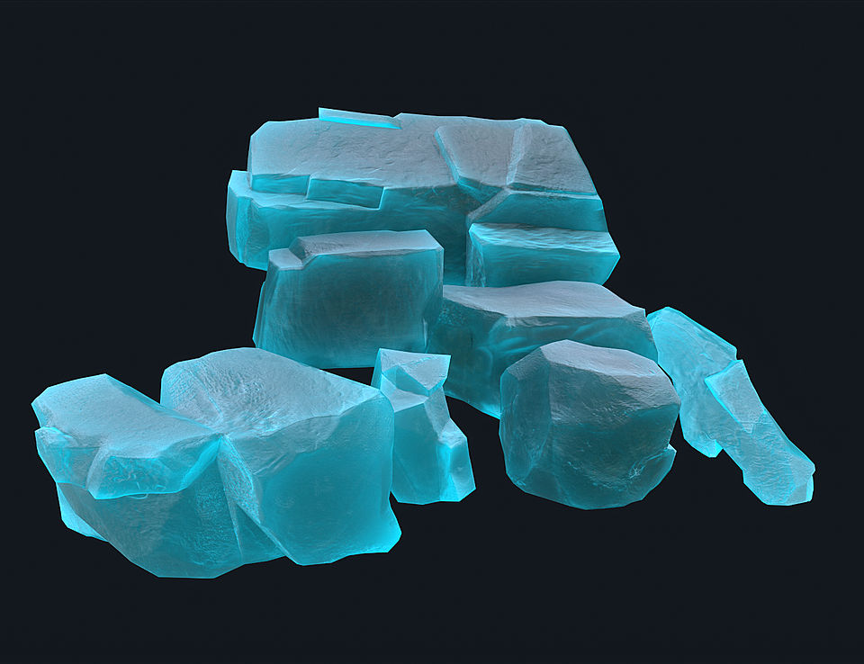 3D Ice Rocks Set