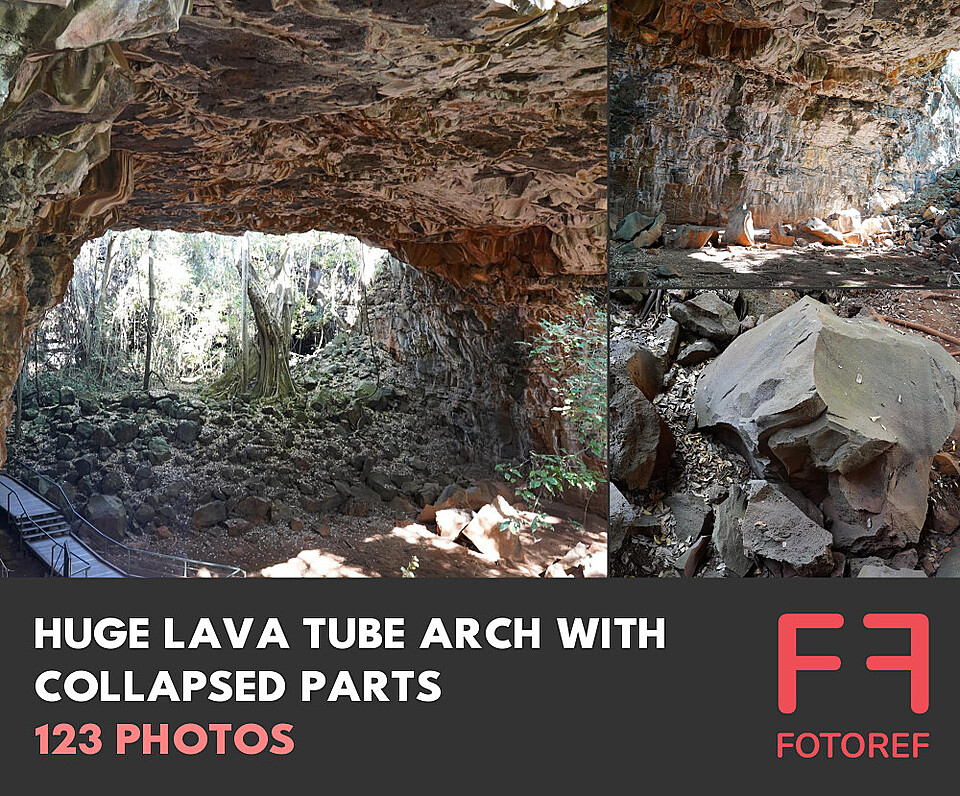 Huge Lava Tube Arch With Collapsed Parts