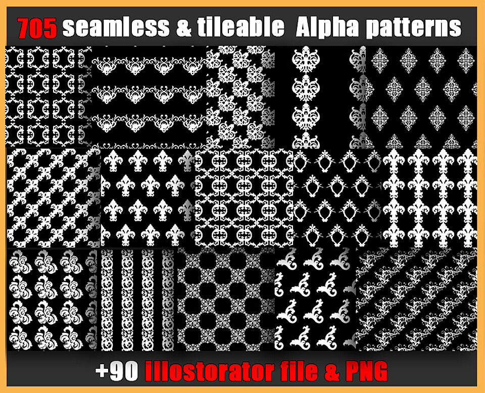 705 seamless Ornamental Alpha patterns 90 Ai file