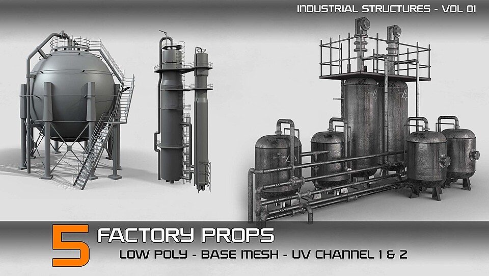 industrial structures Vol 01 - 5 Factory Props
