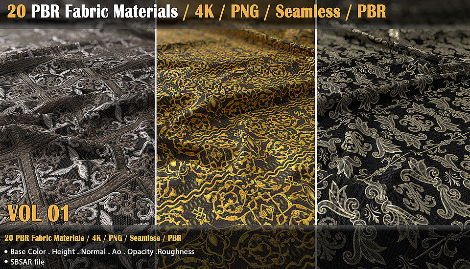 20 PBR Fabric Materials / 4K