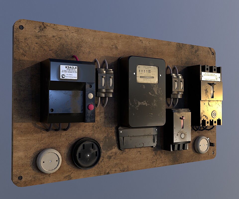 Soviet Electrical Panel with Electricity Meter