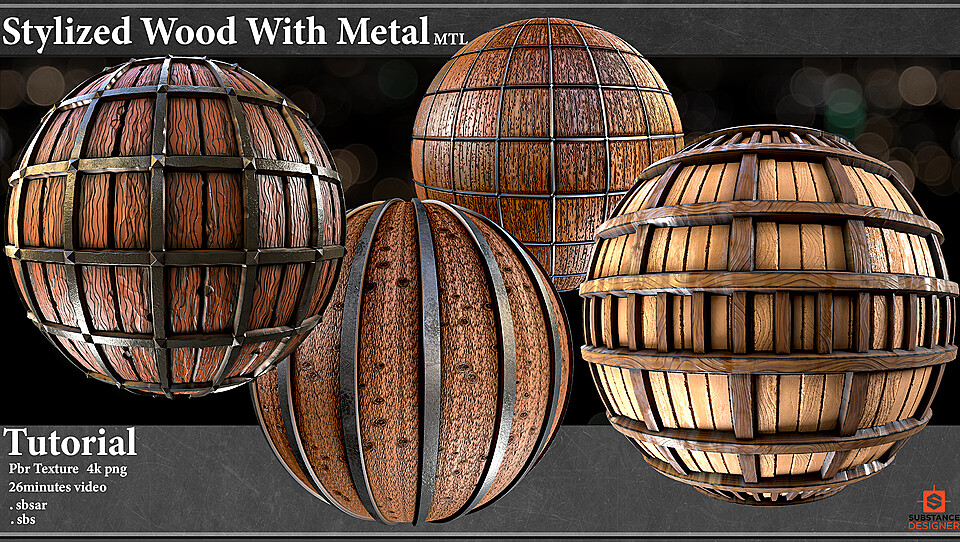 Stylized wood and metal_Substance Designer