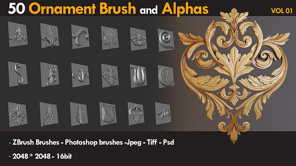 50 Ornament Alphas and Brush