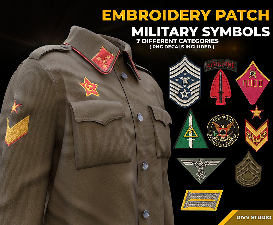 MILITARY SYMBOLS EMBROIDERY PATCHES (+DECALS)