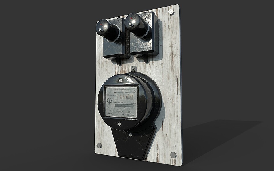 Vintage Electrical Panel with Electricity Meter