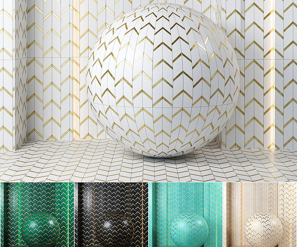 (4k)(5color)Chevron Gold Steel (seamless,pbr)