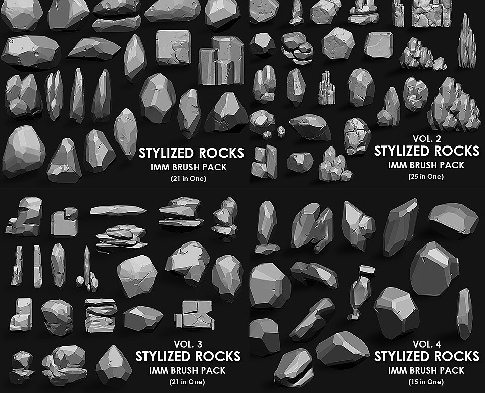 STYLIZED ROCKS MEGA PACK (4 IN ONE - 82 BRUSHES)