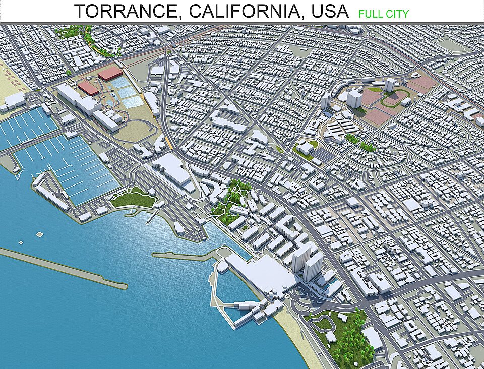 Torrance city California USA 3d model 30km