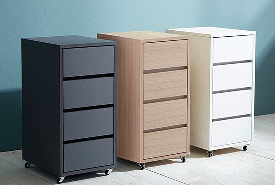 Iron movable 4-tier chest of drawers