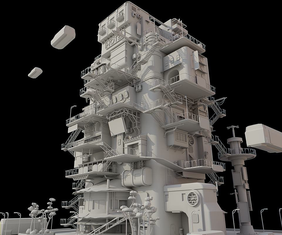 Cyberpunk City Modular Building Kitbash