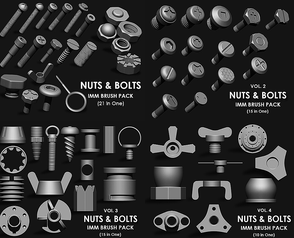 NUTS & BOLTS MEGA PACK (4 IN ONE - 61 BRUSHES)
