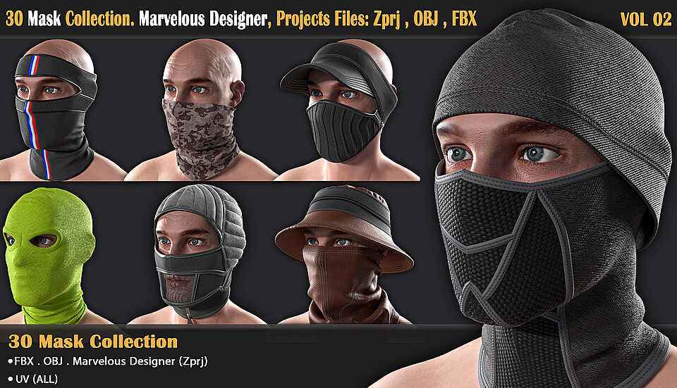 30 Mask Collection. Marvelous Designer