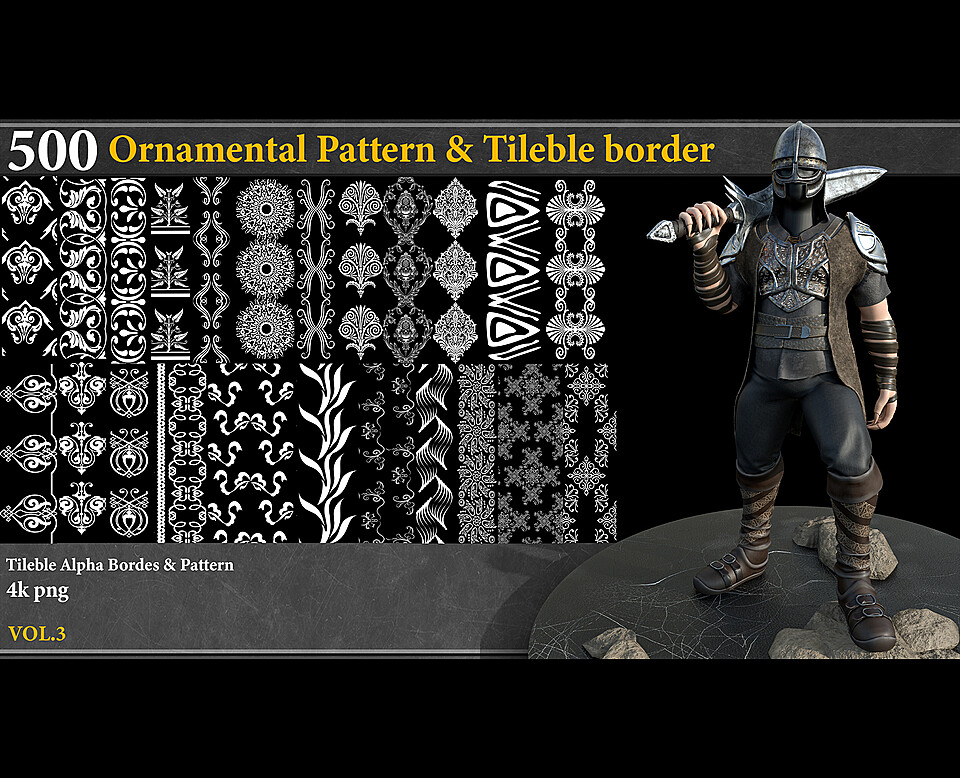 500 Ornamental Alpha Patterns And Tileble Borders