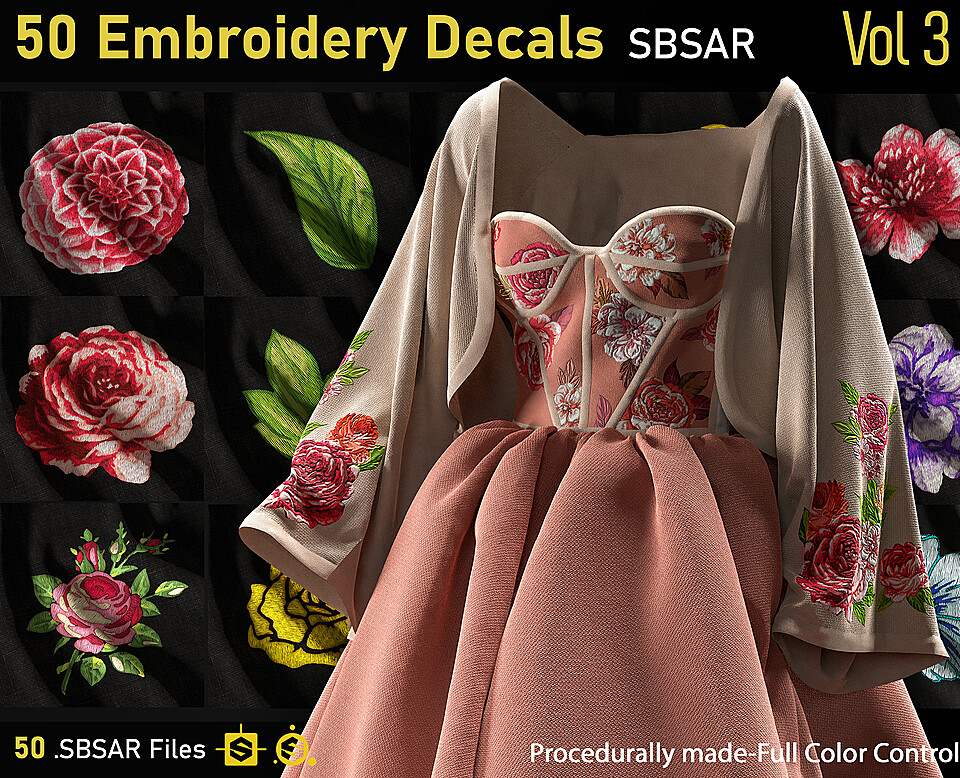 50-Embroidery Decals-SBSAR-Vol3