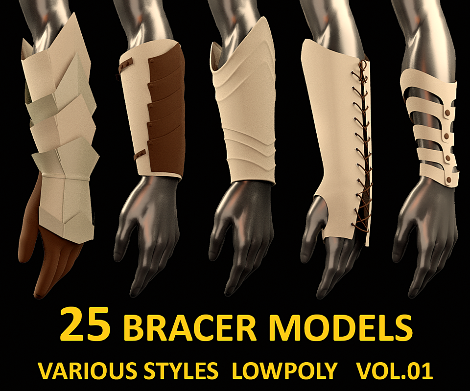 25 Bracer Low & Medium poly models