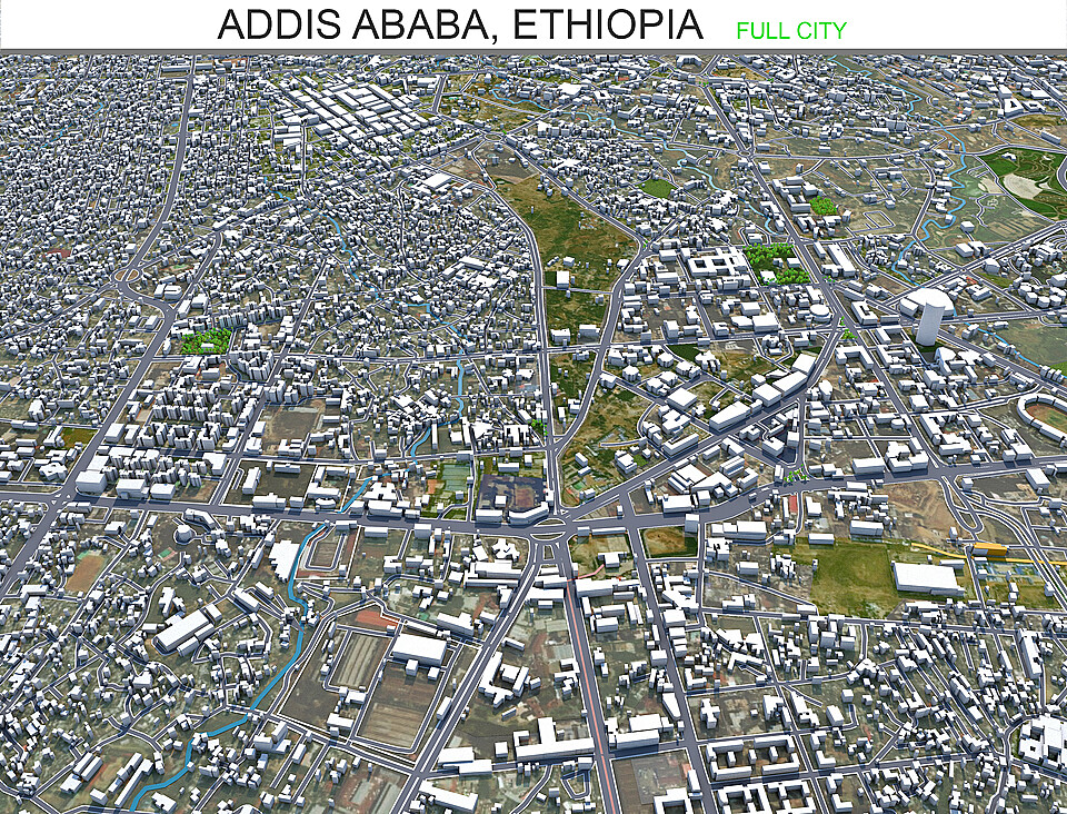 Addis Ababa city Ethiopia 3d model 60km