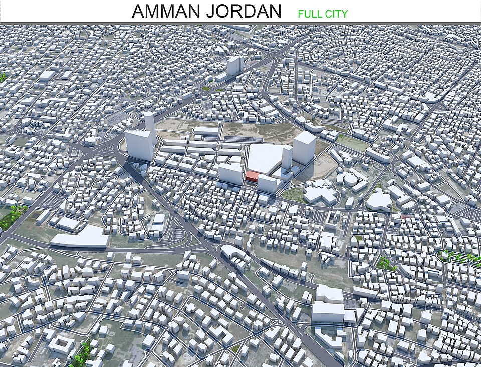 Amman City Jordan 3D Model 100km