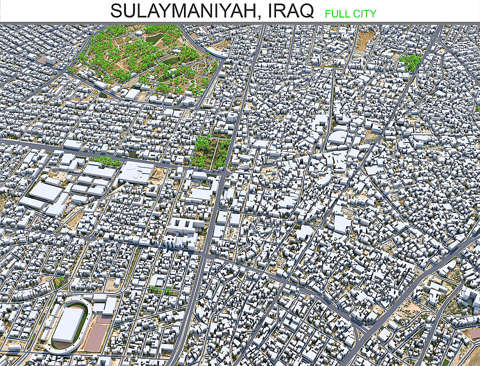 Sulaymaniyah city Iraq 3d model 40km