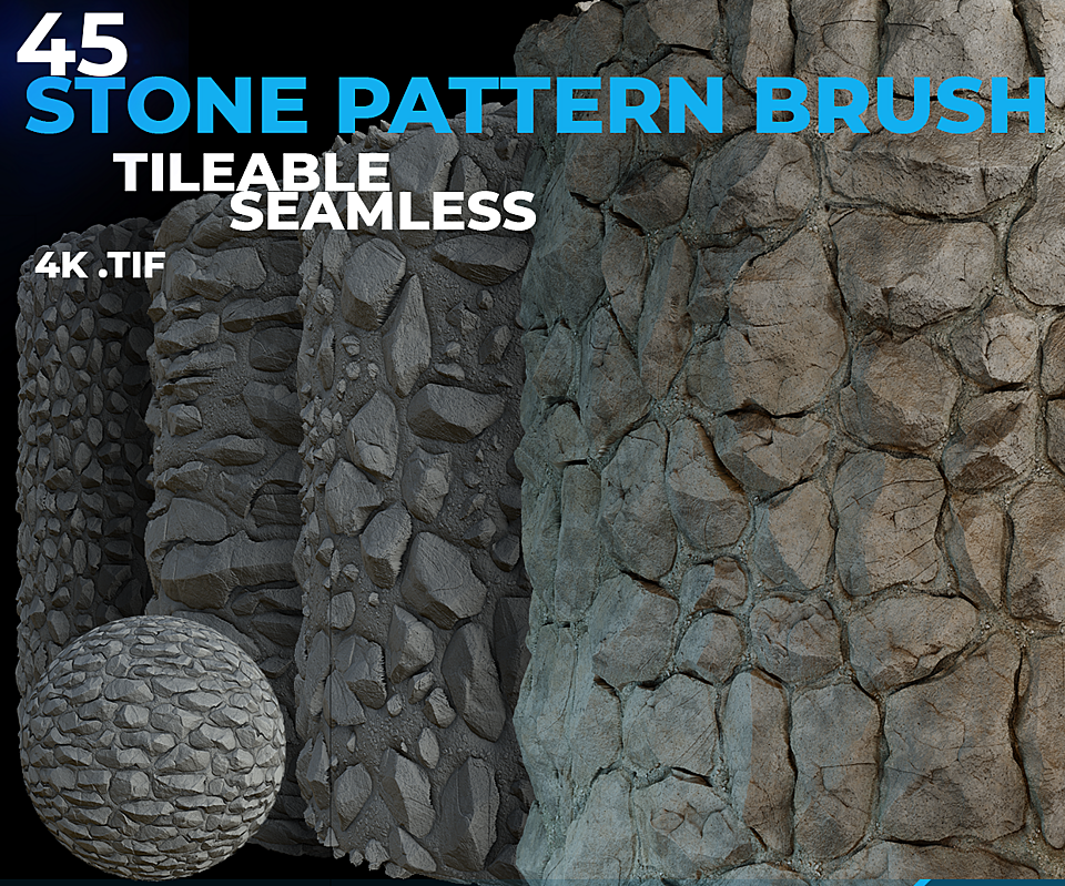 45 Stone Pattern Brush (4k Seamless Tileable .tif)