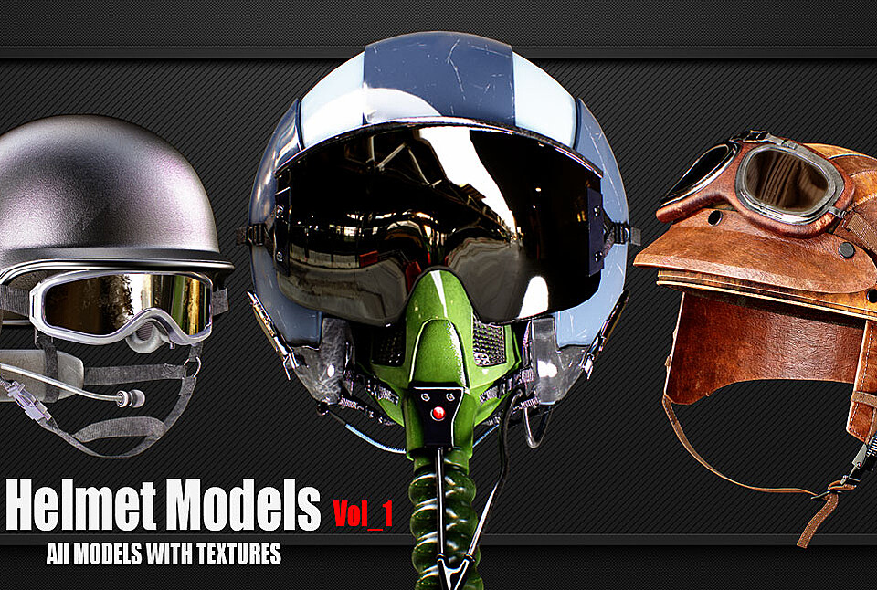 20 Helmet Models with Textures (ready for Game)