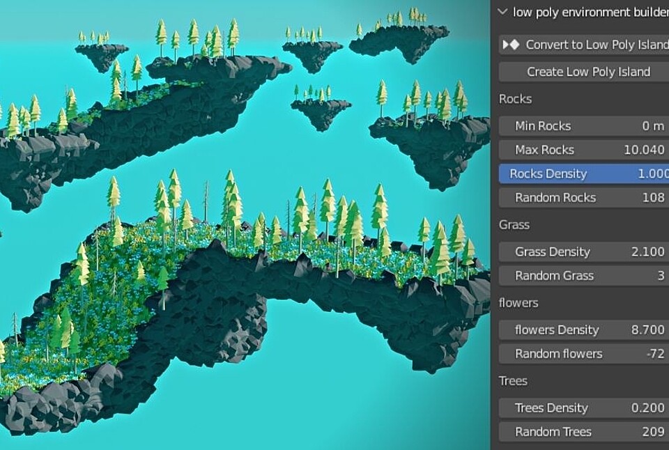 Low Poly Environment Builder Blender Addon