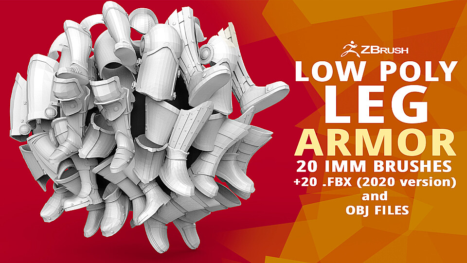 20 Low-poly medieval fantasy leg armor IMM