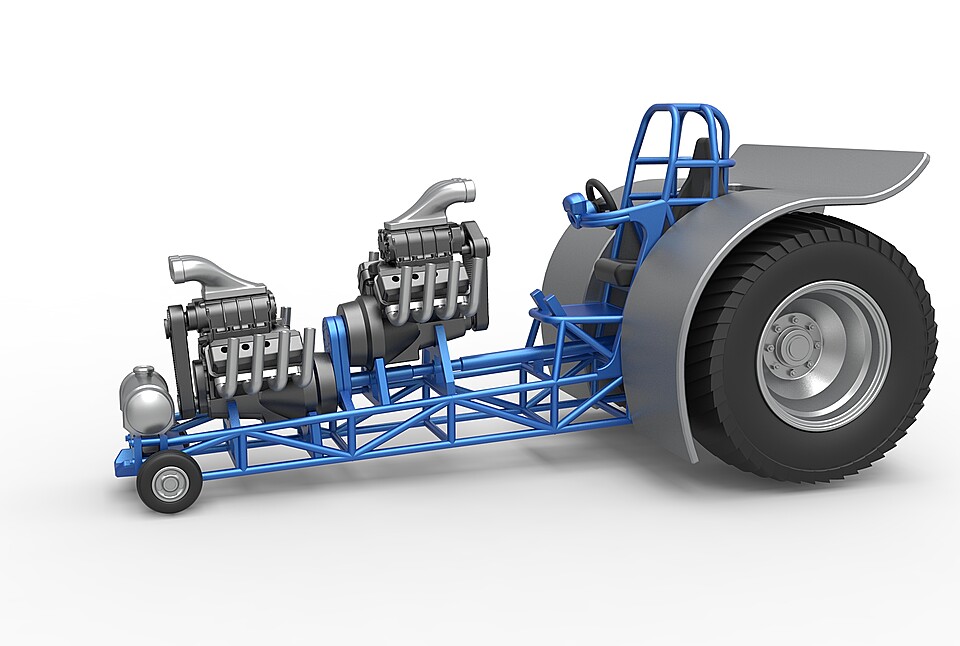 Pulling tractor 2 engines V8 Version 4 Scale 1:25